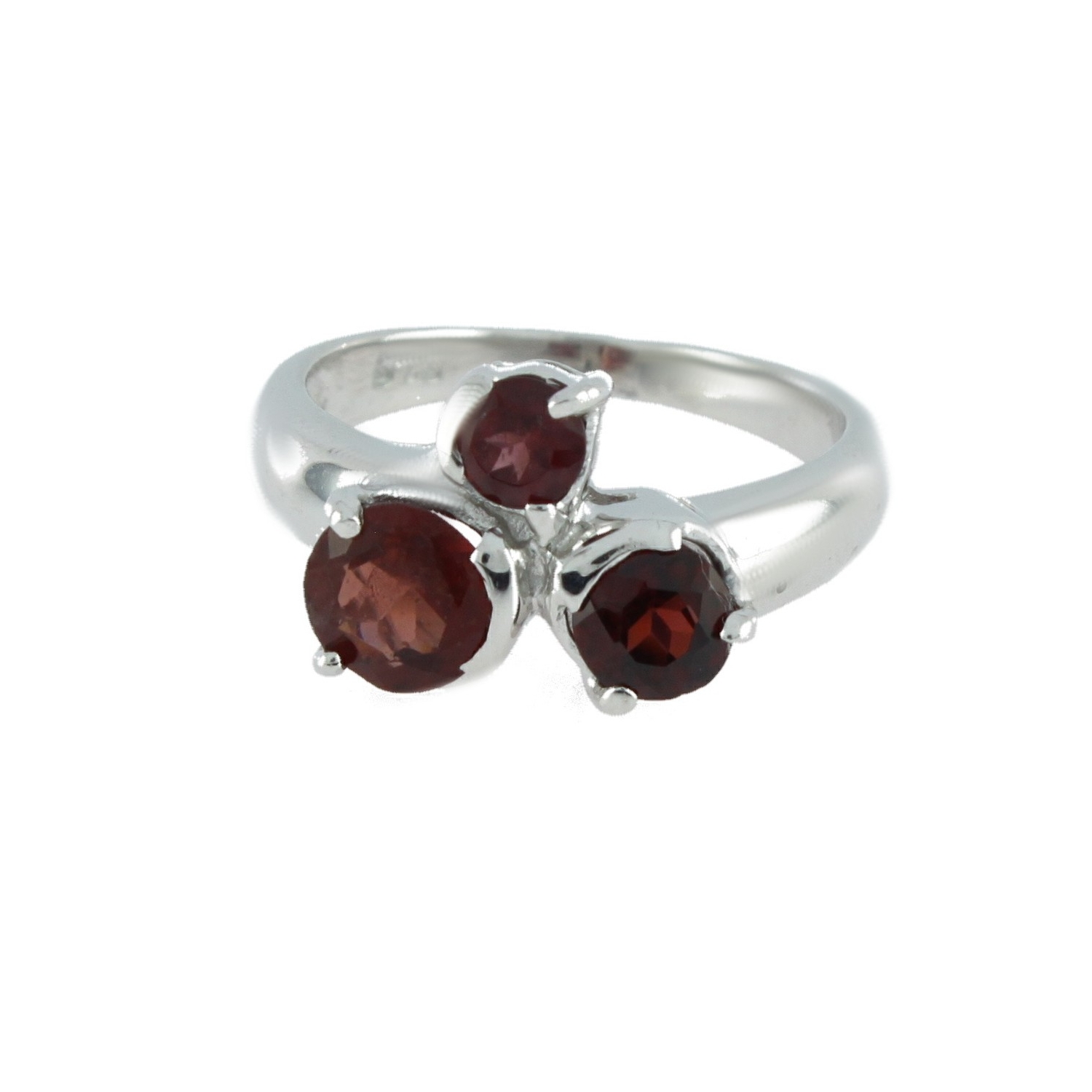 Ring M09-G with real Garnet - Rhodium-plated silver jewellery for Woman