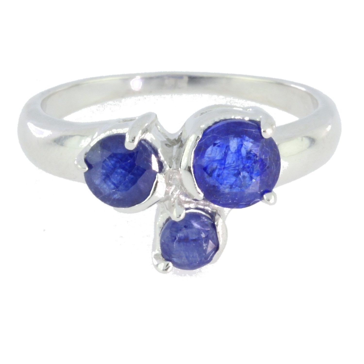 Ring M09-S with real Sapphire - rhodium-plated silver jewellery for woman