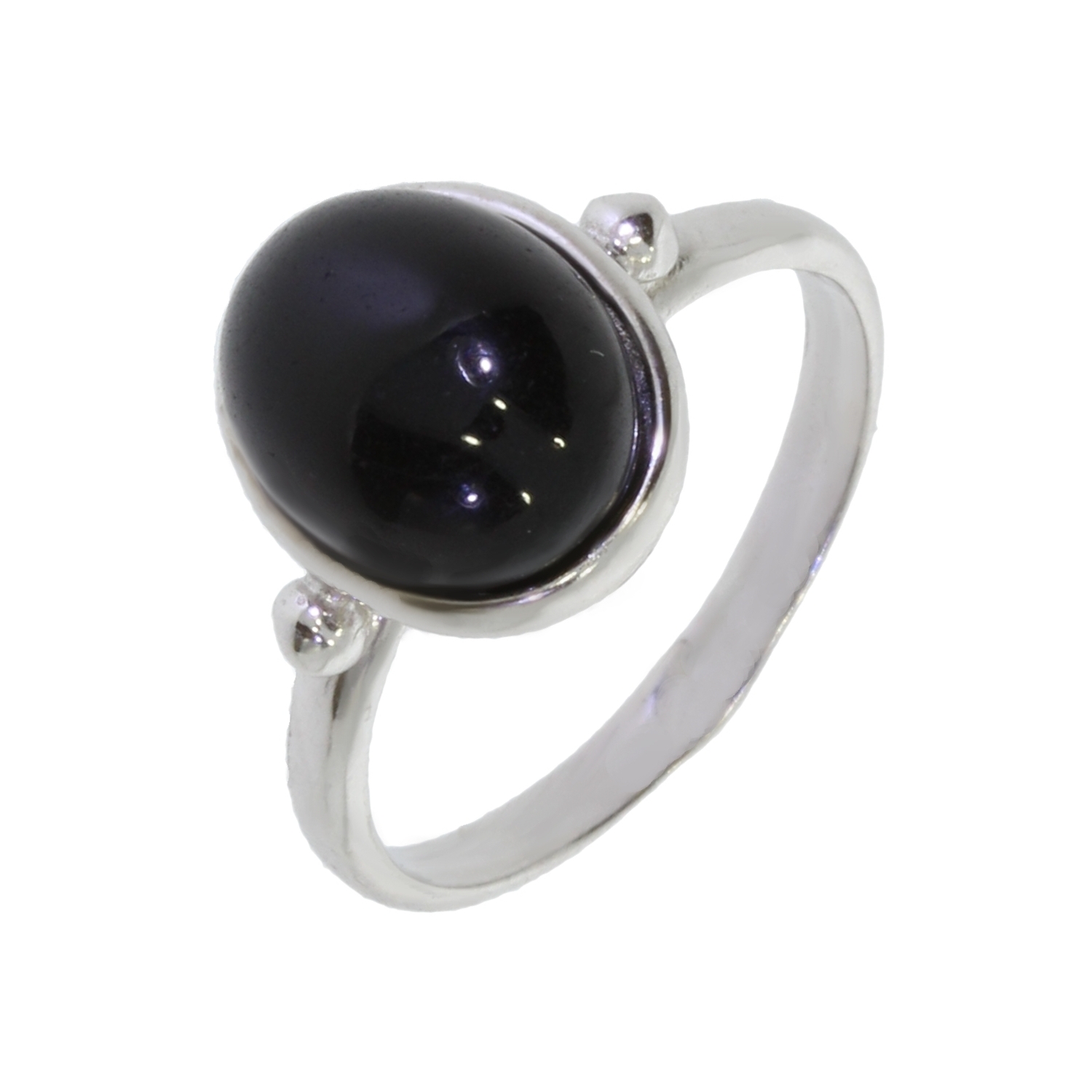 Bague 3009-ON en Onyx noir véritable - Bijoux en Argent rhodié pour Femme