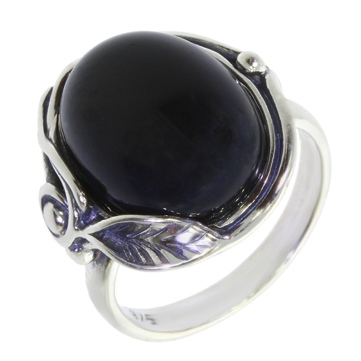 Bague 5412-ON en Onyx noir véritable - Bijoux en Argent pour Femme
