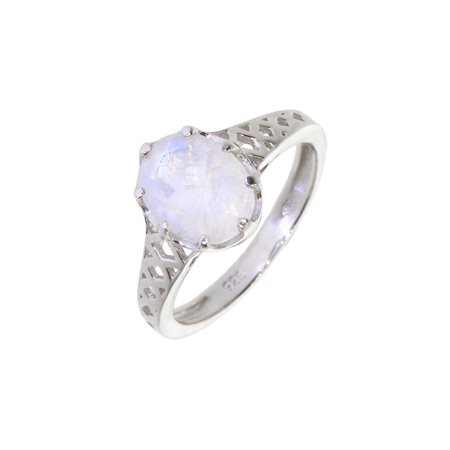 Ring 3029-PL with real Moonstone - rhodium-plated silver jewellery for ...