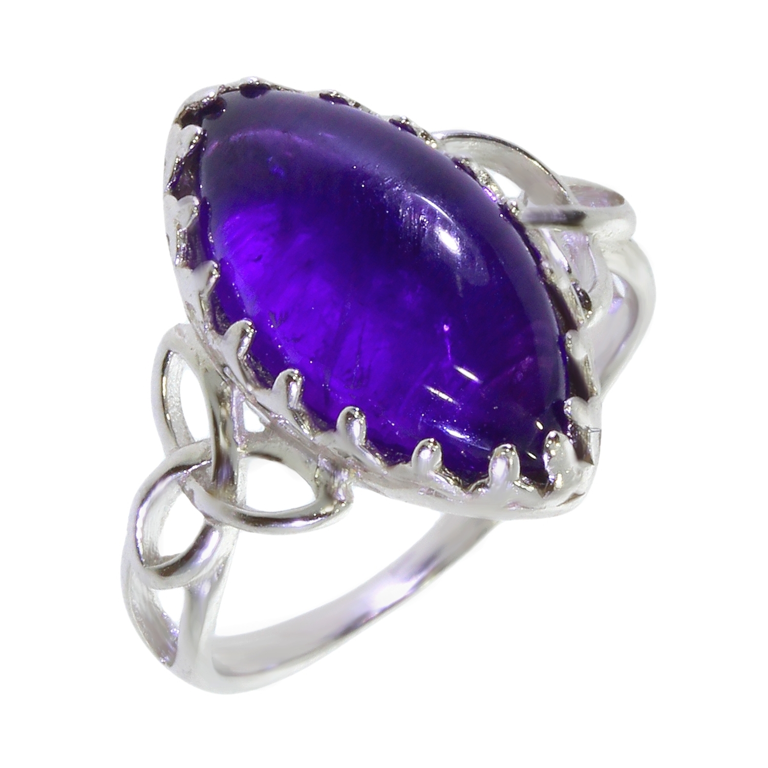 Ring 3030-A with real Amethyst - Rhodium-plated silver jewellery for Woman