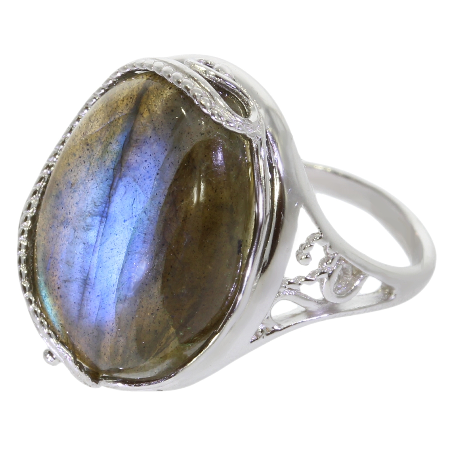 Bague 5011-LAB en Labradorite véritable - Bijoux en Argent rhodié pour ...