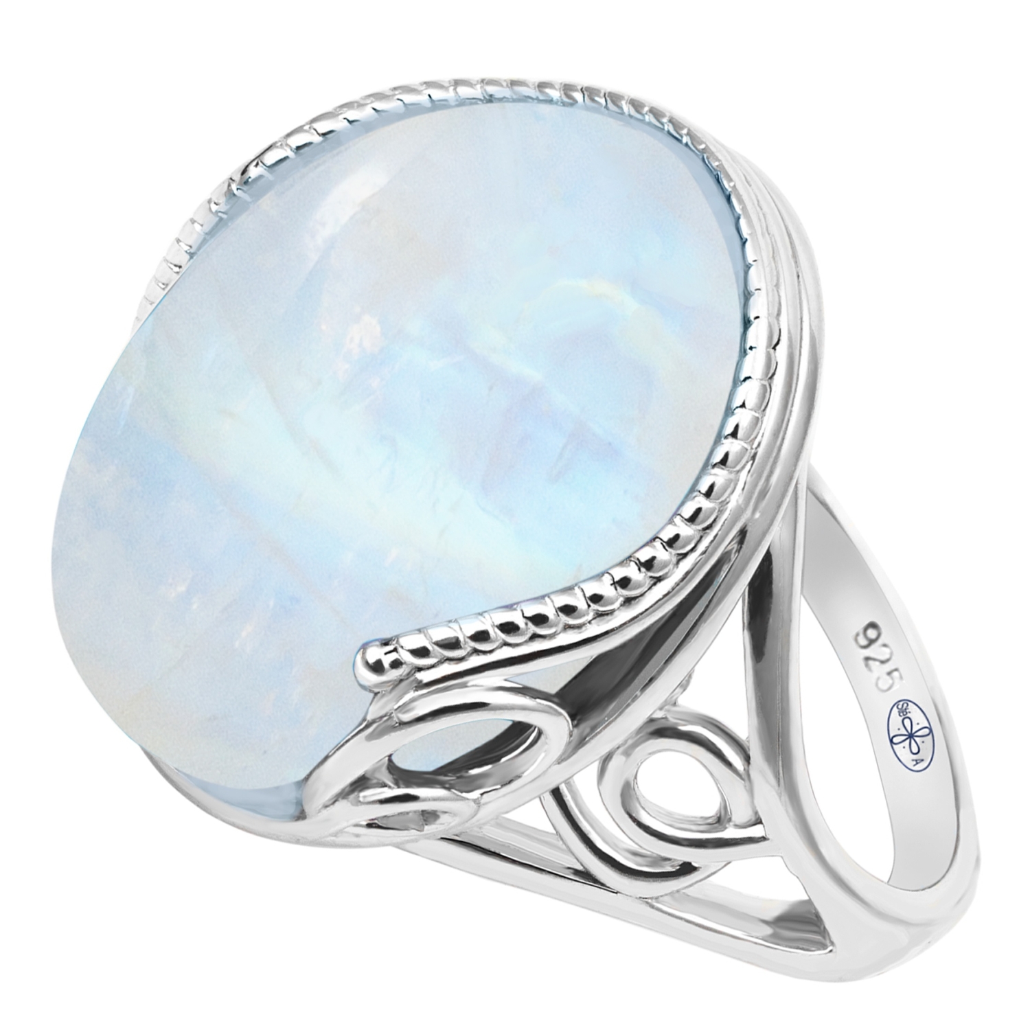 Ring 6601-PL with real Moonstone - rhodium-plated silver jewellery for ...