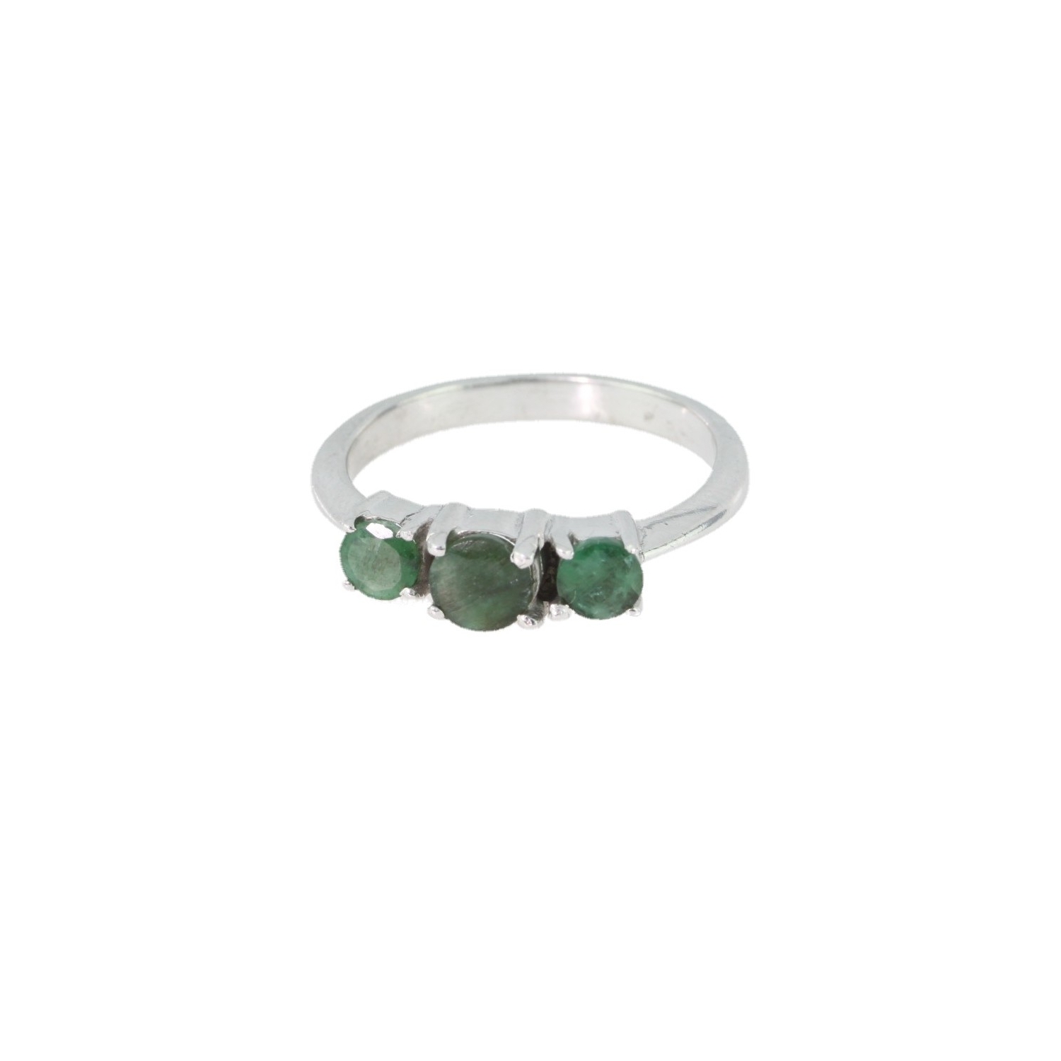 Ring J04-E with real Emerald - rhodium-plated silver jewellery for woman