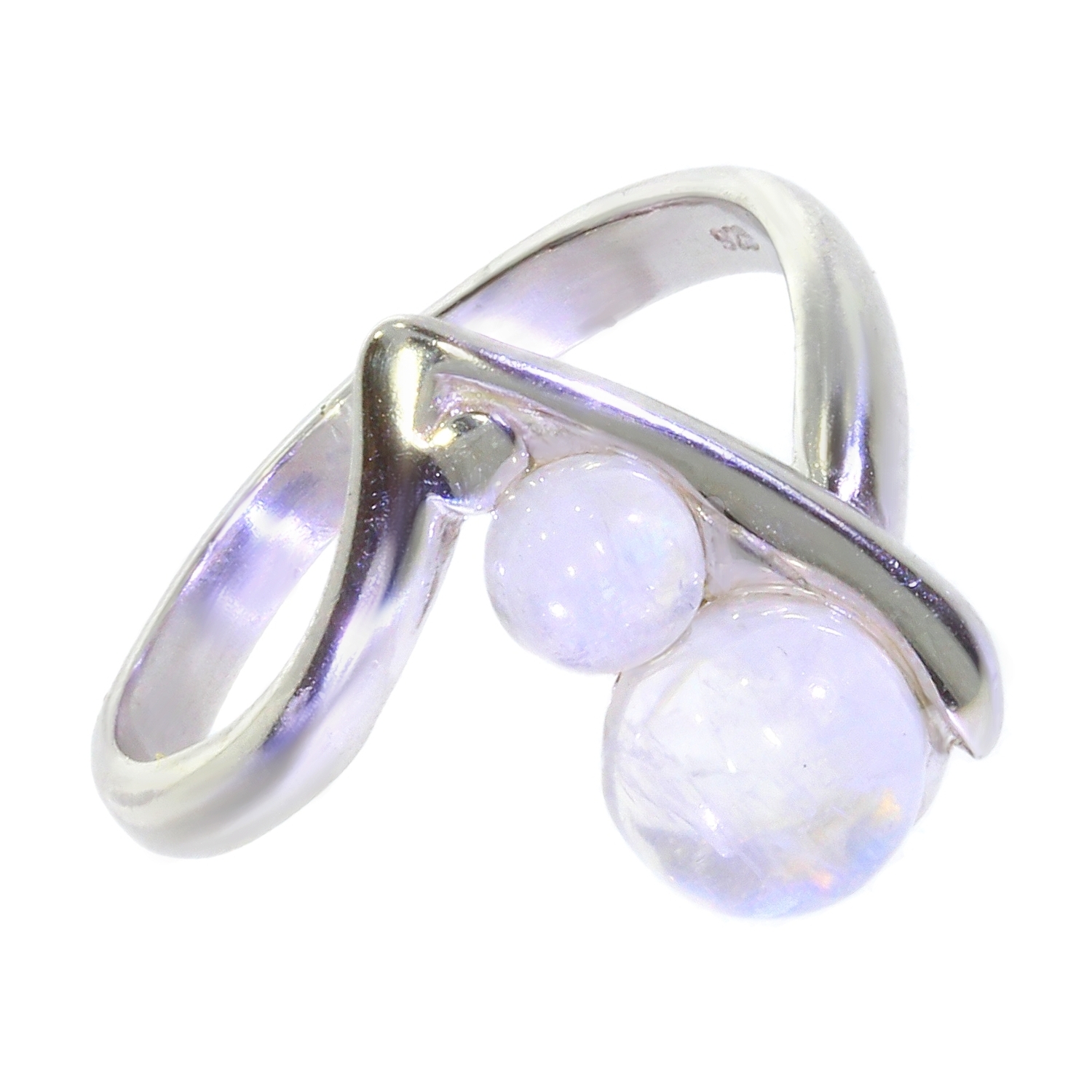 Ring 3015-PL with real Moonstone - rhodium-plated silver jewellery for ...