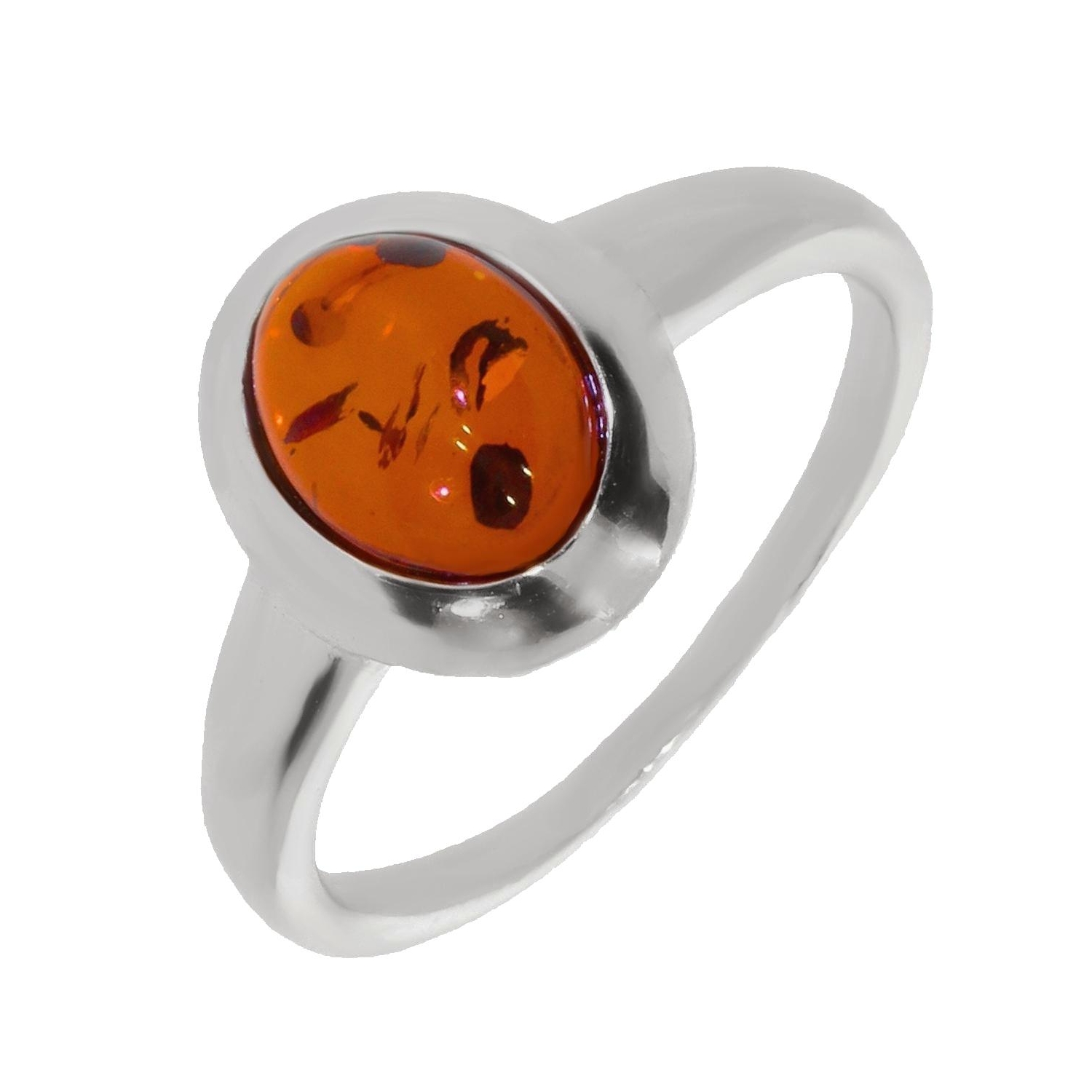 Ring 2620-B with real Amber - rhodium-plated silver jewellery for woman
