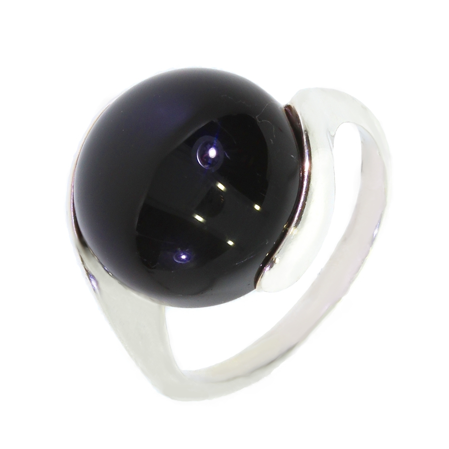 Bague 4219-ON en Onyx noir véritable - Bijoux en Argent rhodié pour Femme