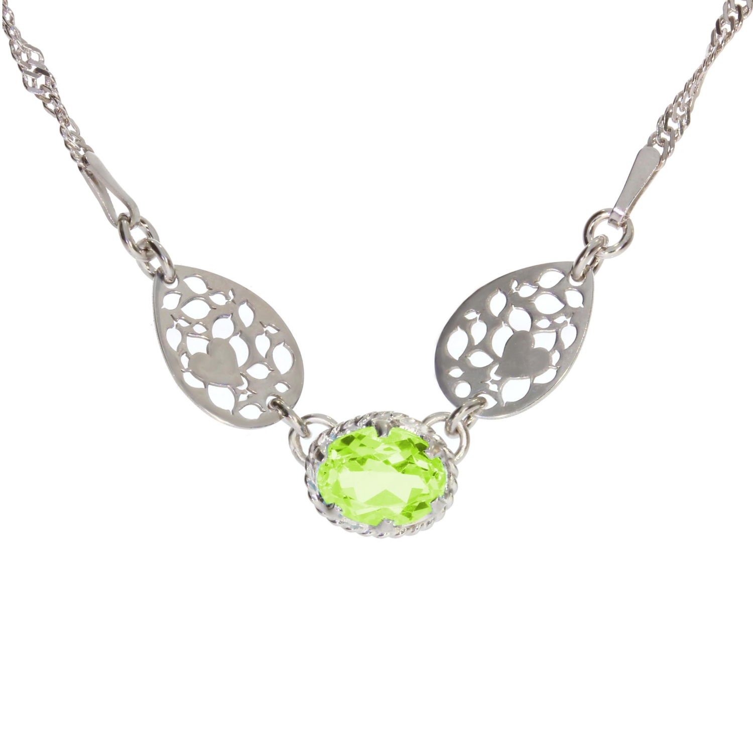 Collier C5401-P en Péridot véritable - Bijoux en Argent rhodié pour Femme