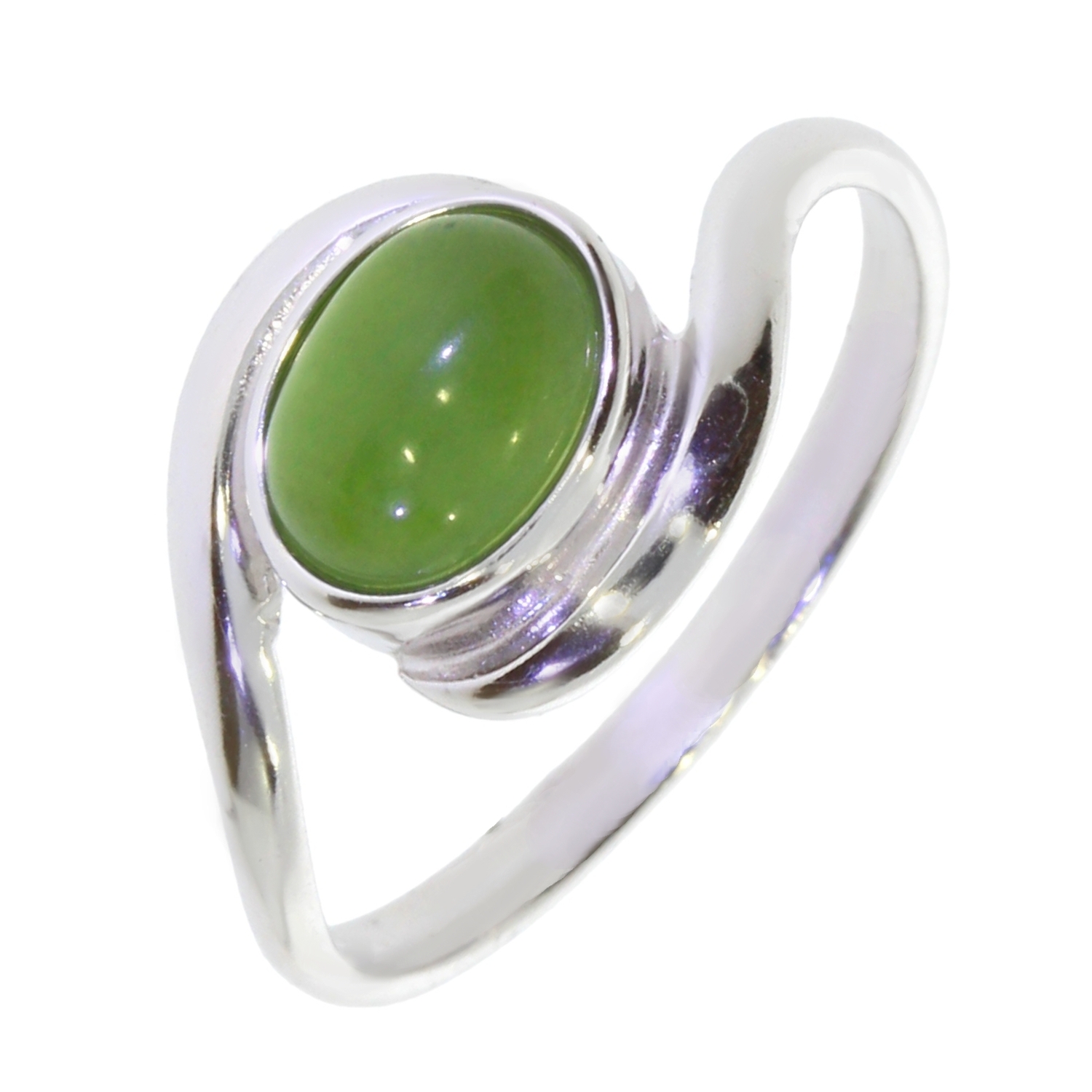 Ring 2622-J with real Jade - rhodium-plated silver jewellery for woman