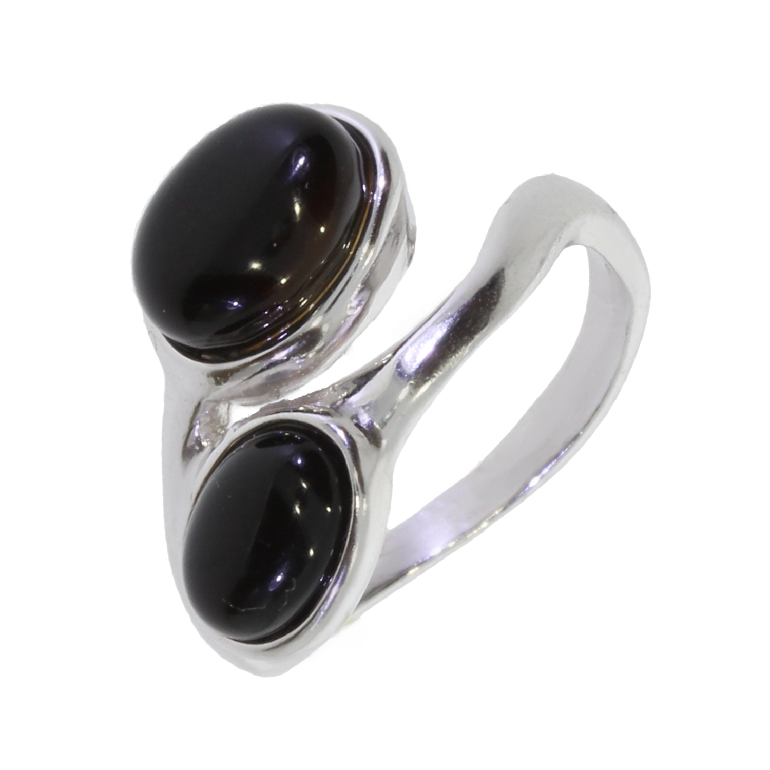 Bague 3031-ON en Onyx noir véritable - Bijoux en Argent rhodié pour Femme