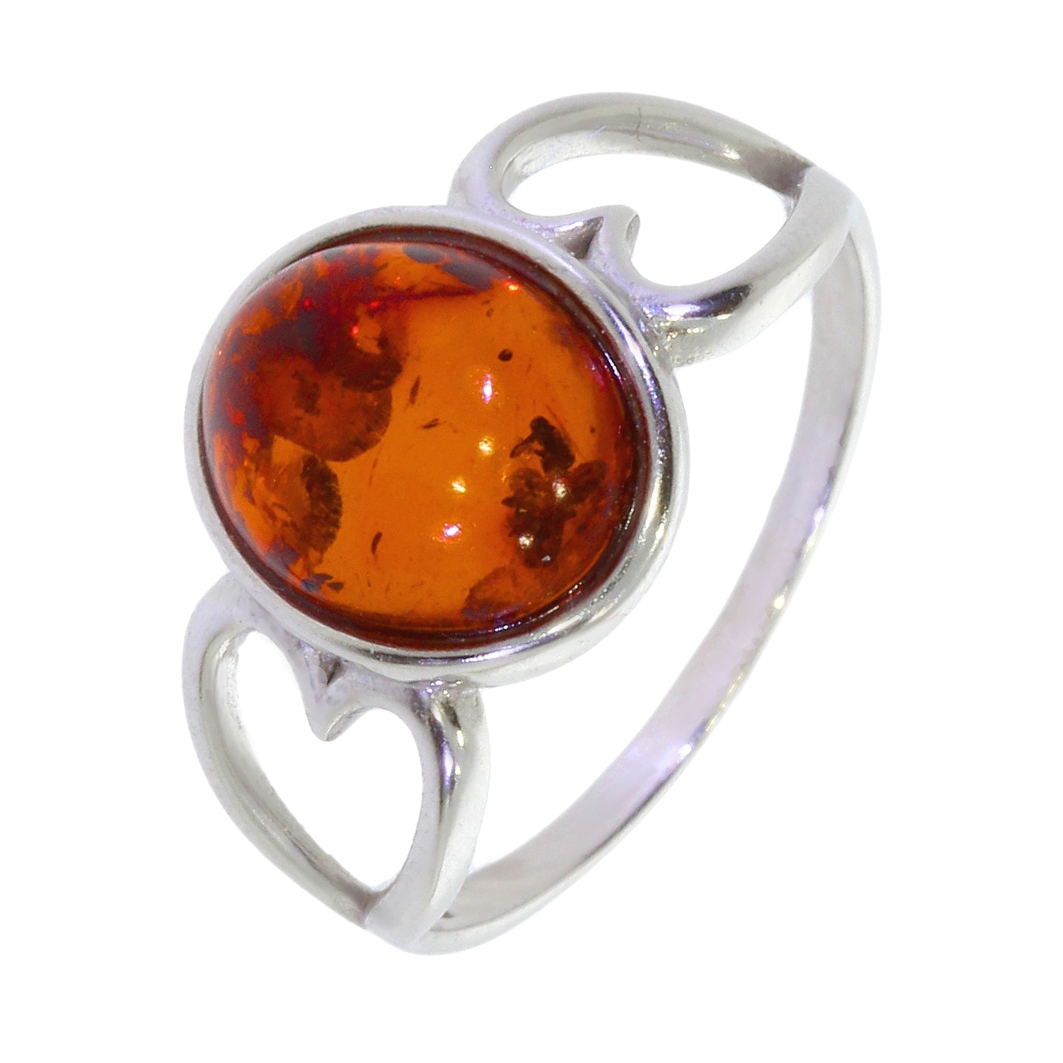 Ring 2624-B with real Amber - rhodium-plated silver jewellery for woman