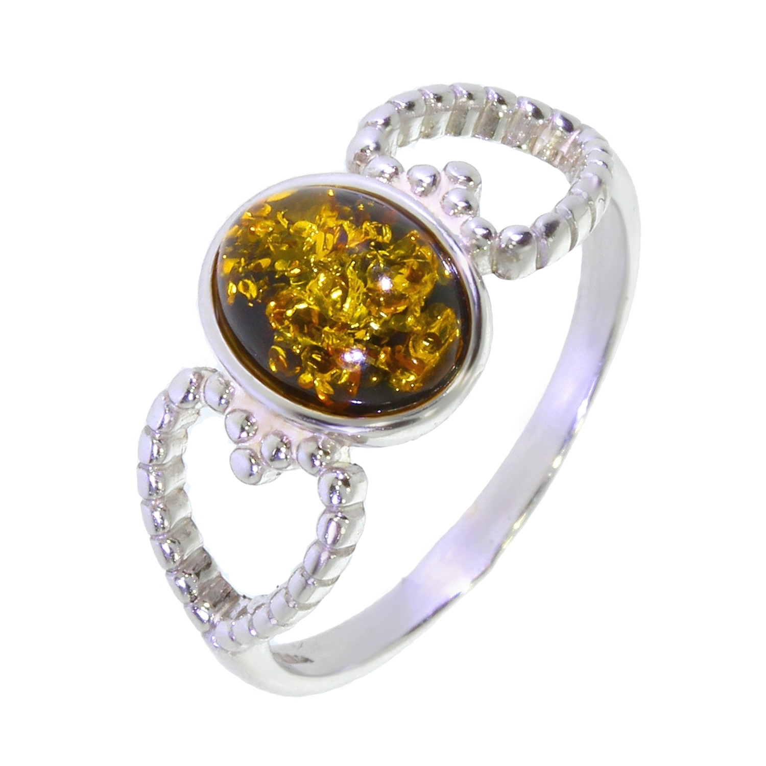 Ring 2625-B with real Amber - rhodium-plated silver jewellery for woman