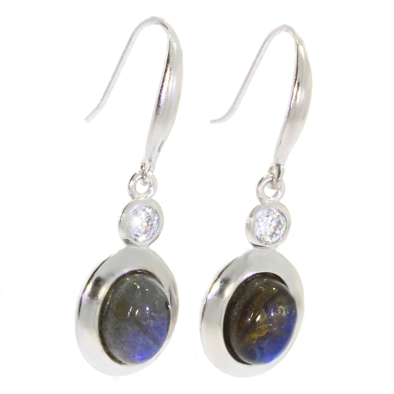 Boucles d'oreilles E4611-LAB en Labradorite véritable - Bijoux en Argent rhodié pour Femme