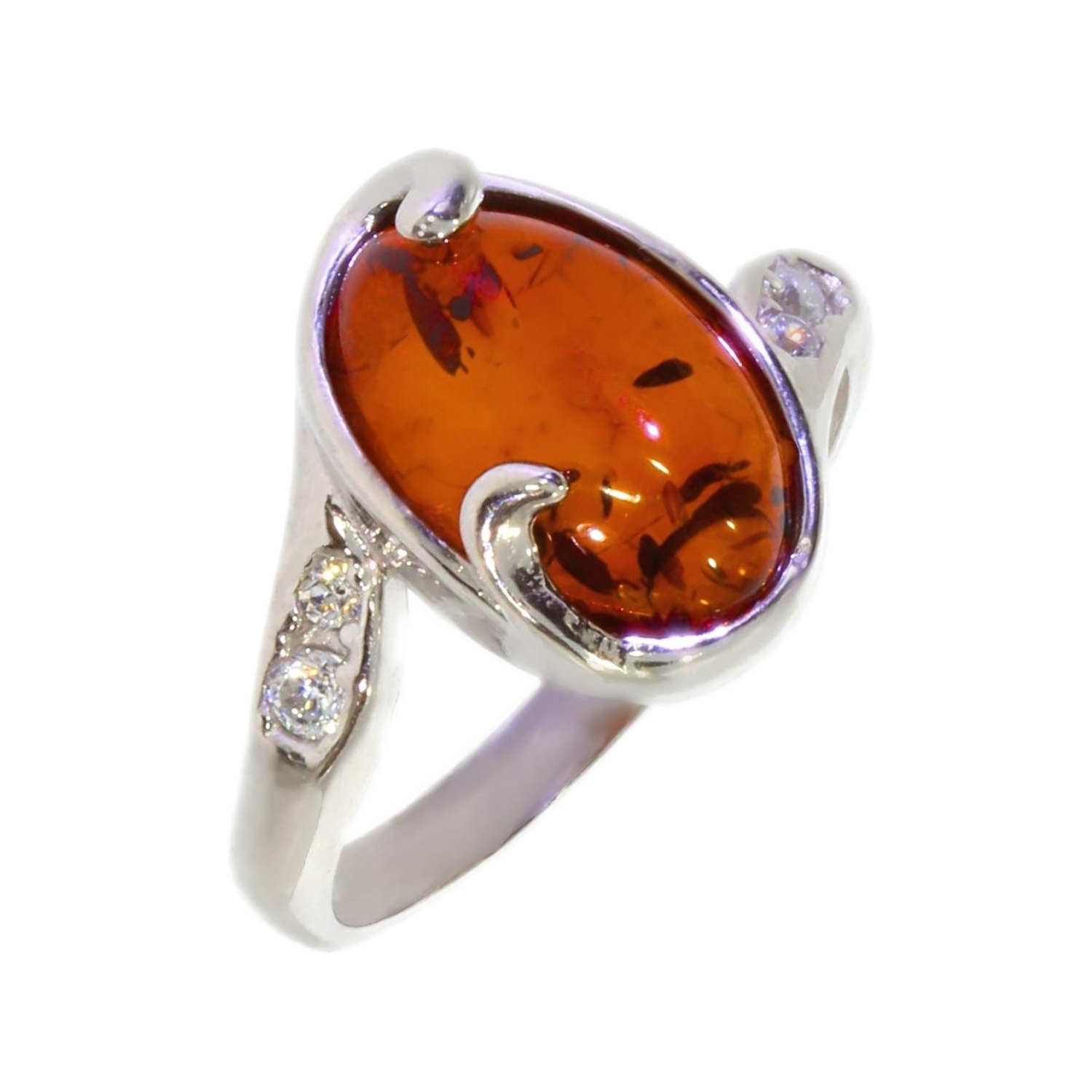 Ring 4228-B with real Amber - rhodium-plated silver jewellery for woman