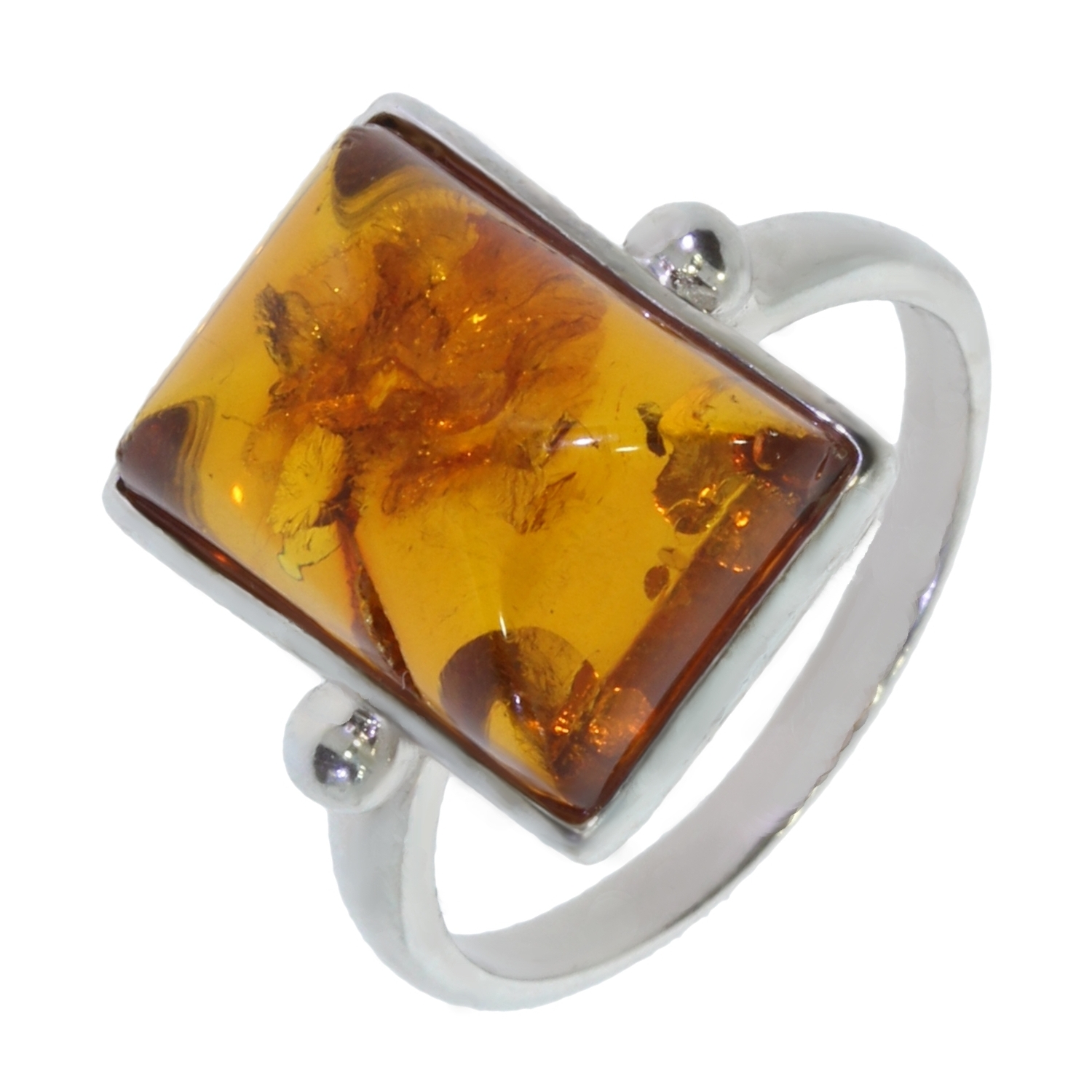 Ring 4217-B with real Amber - rhodium-plated silver jewellery for woman