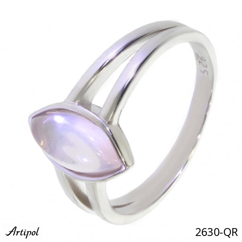 Ring 2630-QR with real Rose quartz - rhodium-plated silver jewellery ...