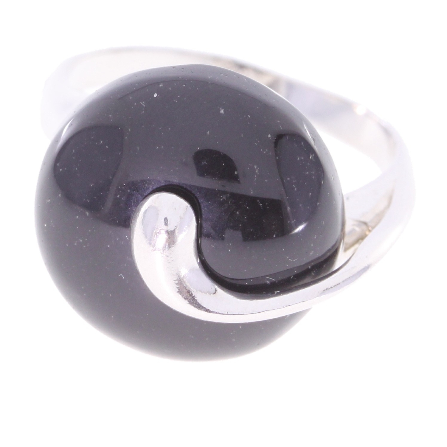 Bague 4214-ON en Onyx noir véritable - Bijoux en Argent rhodié pour Femme