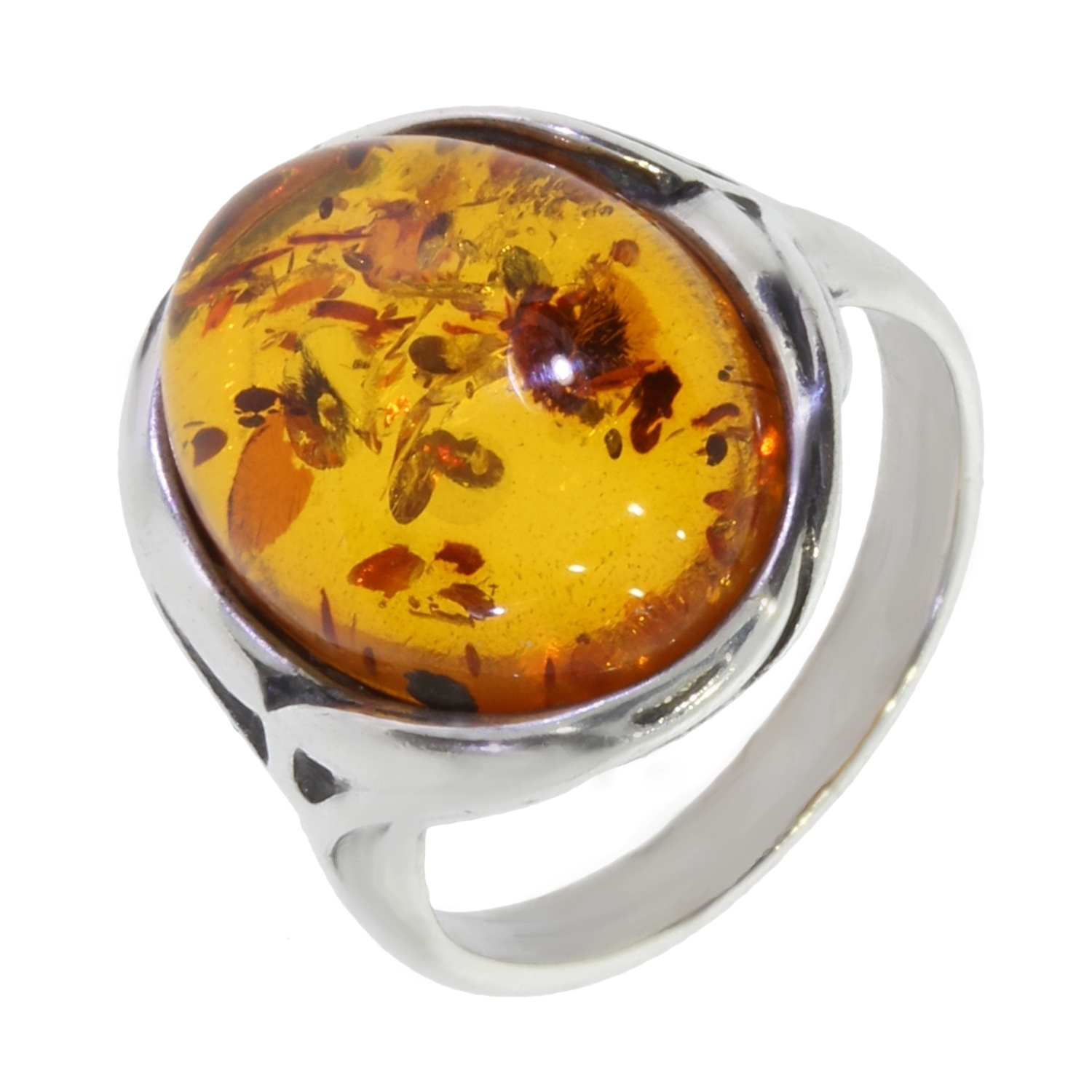 Ring 4210-B with real Amber - rhodium-plated silver jewellery for woman