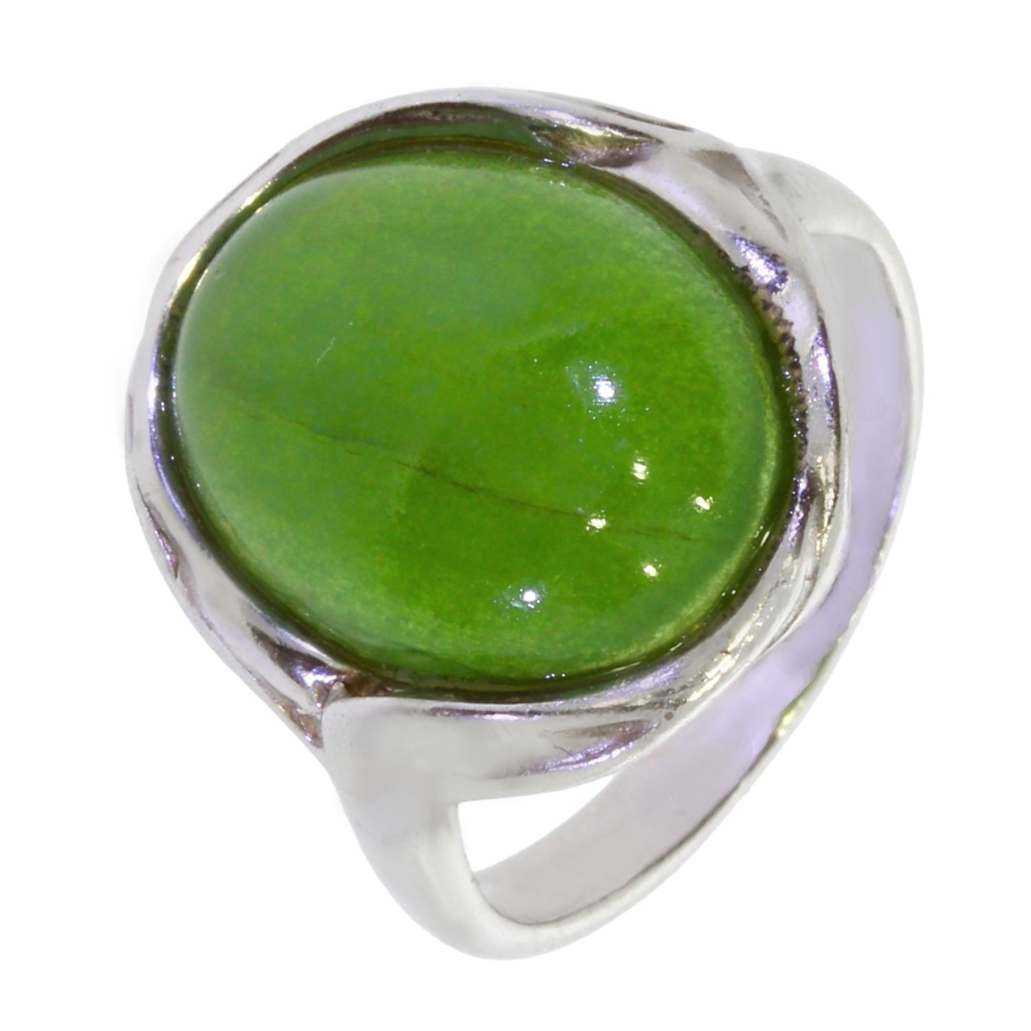 Ring 4210-J with real Jade - Rhodium-plated silver jewellery for Woman