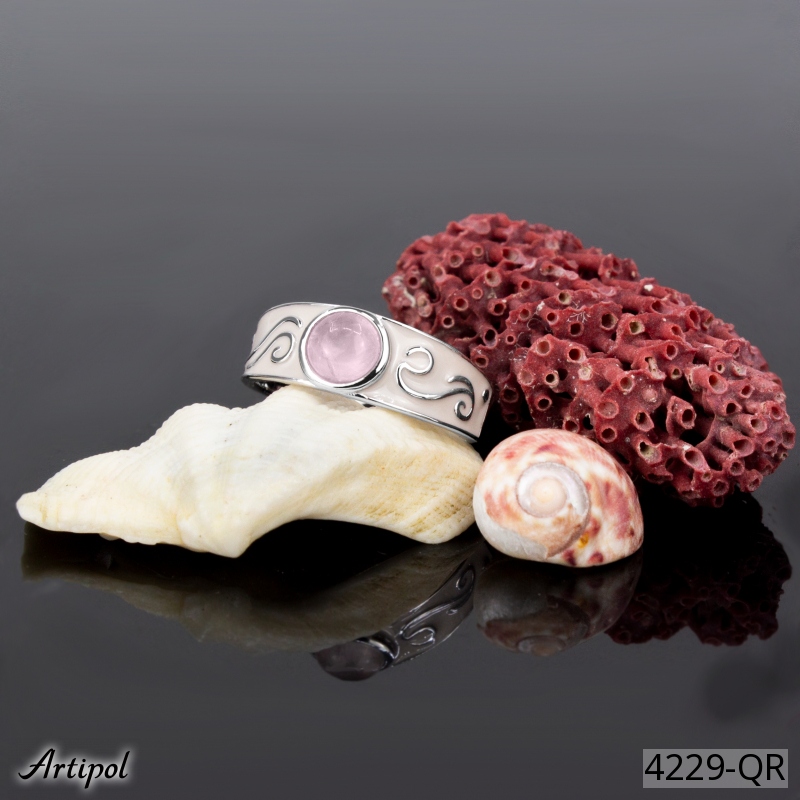 Bague 4229-QR en Quartz rose véritable - Bijoux en Argent émaillé
