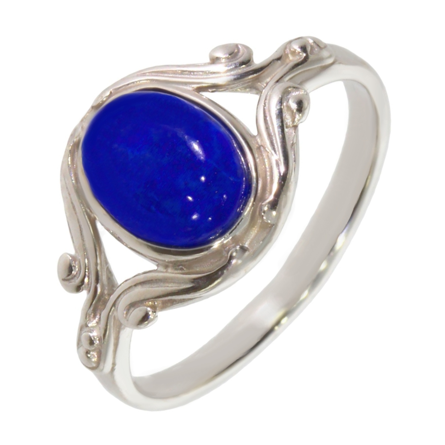 Ring 2623-LL with real Lapis lazuli - rhodium-plated silver jewellery ...