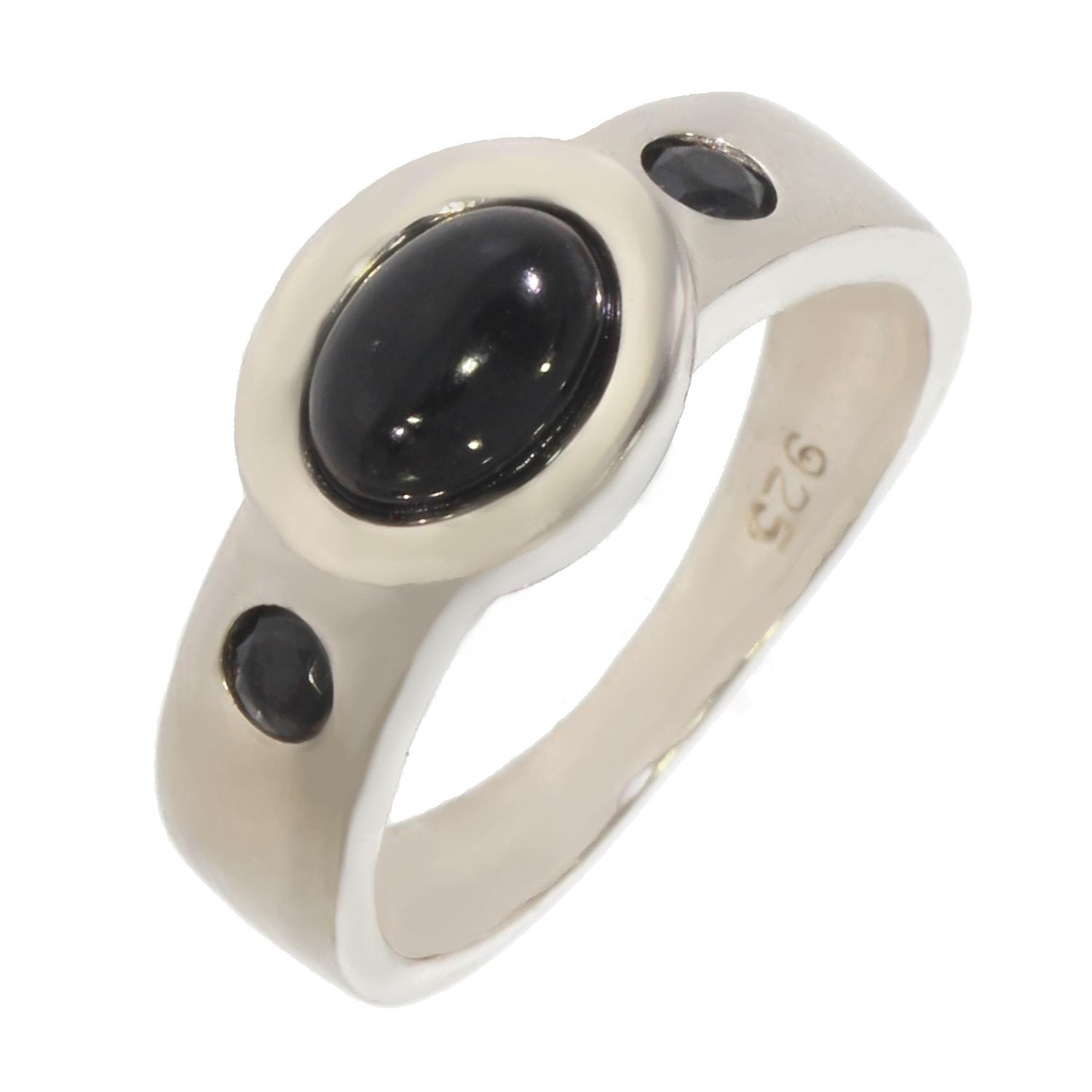 Bague 4231-ON en Onyx noir véritable - Bijoux en Argent rhodié pour Femme