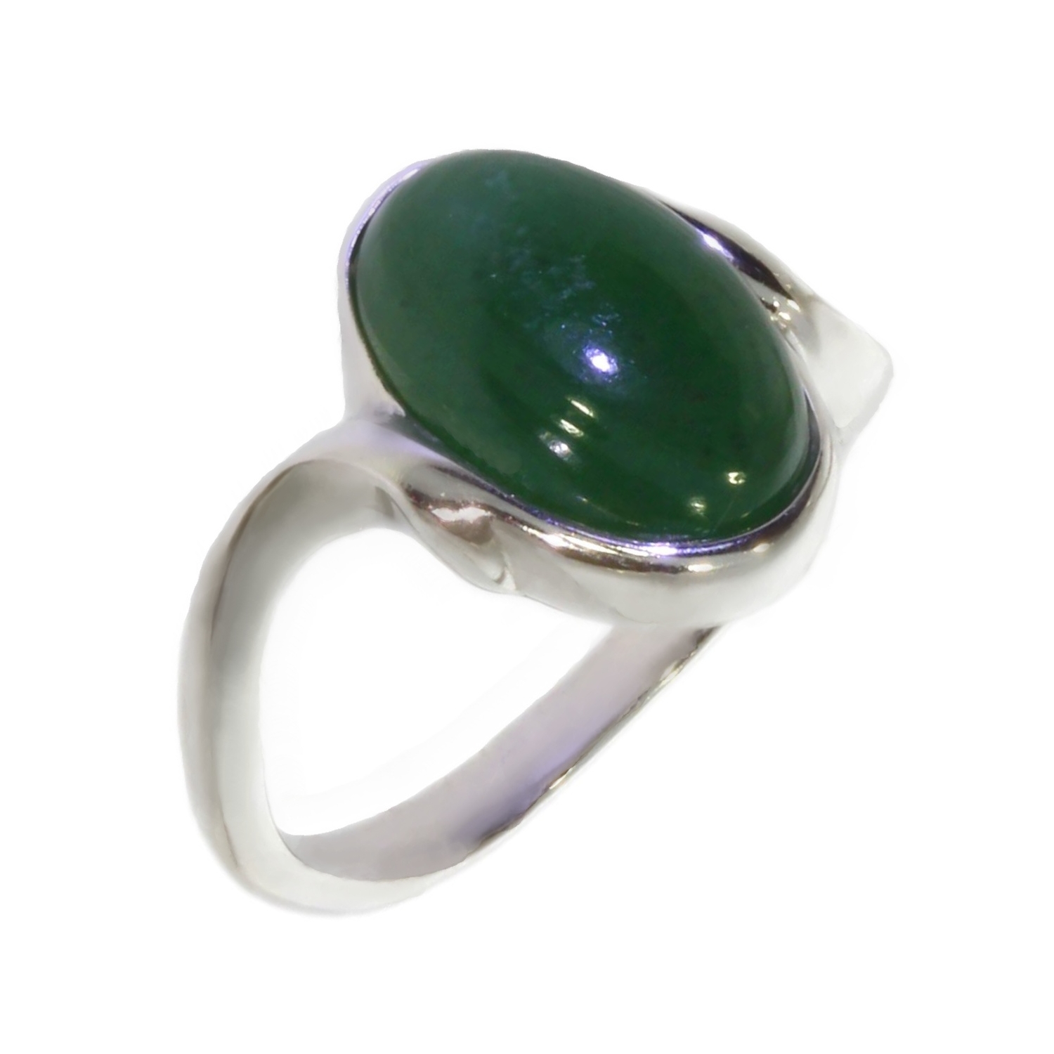 Ring 3810-J with real Jade - rhodium-plated silver jewellery for woman