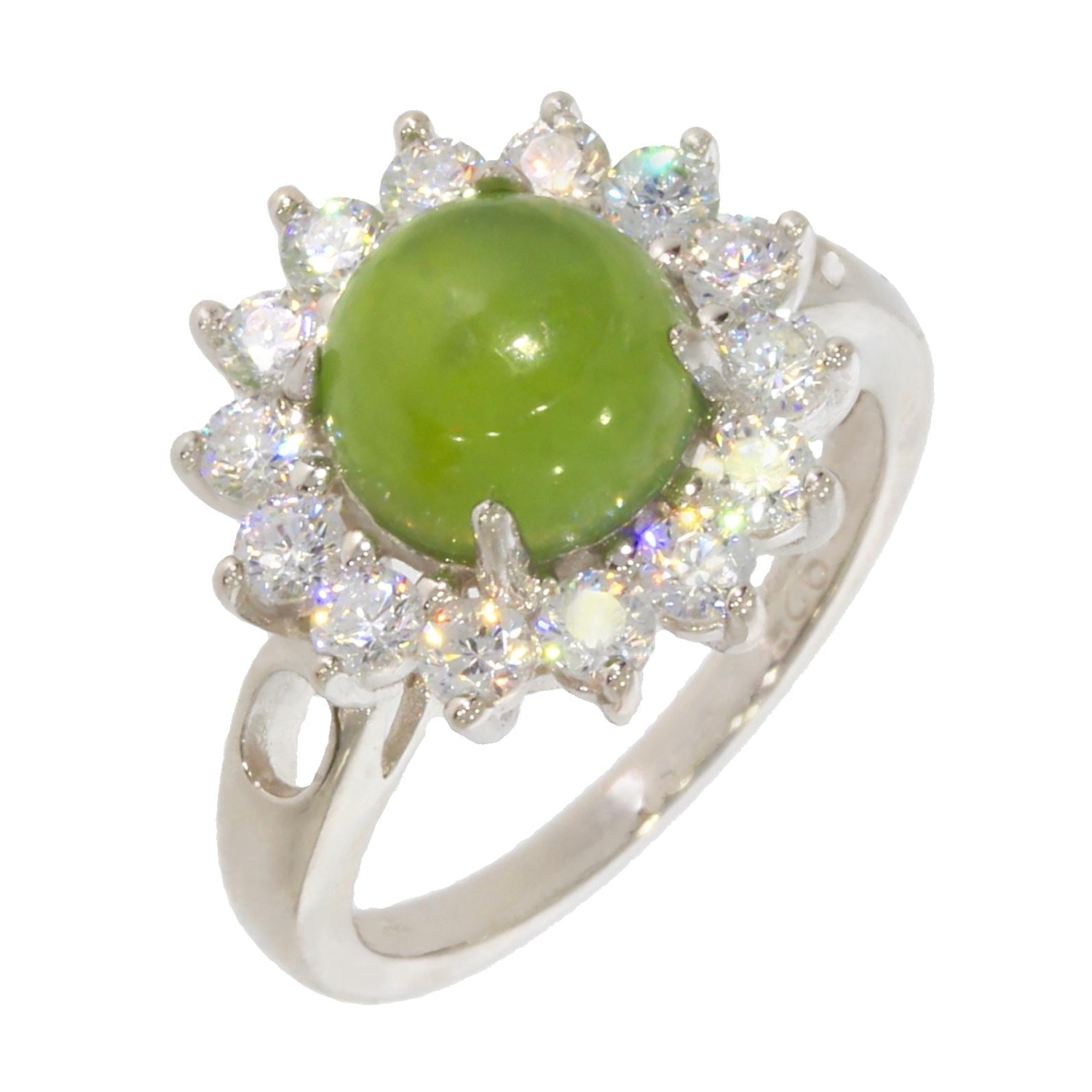 Ring 5018-J with real Jade - rhodium-plated silver jewellery for woman