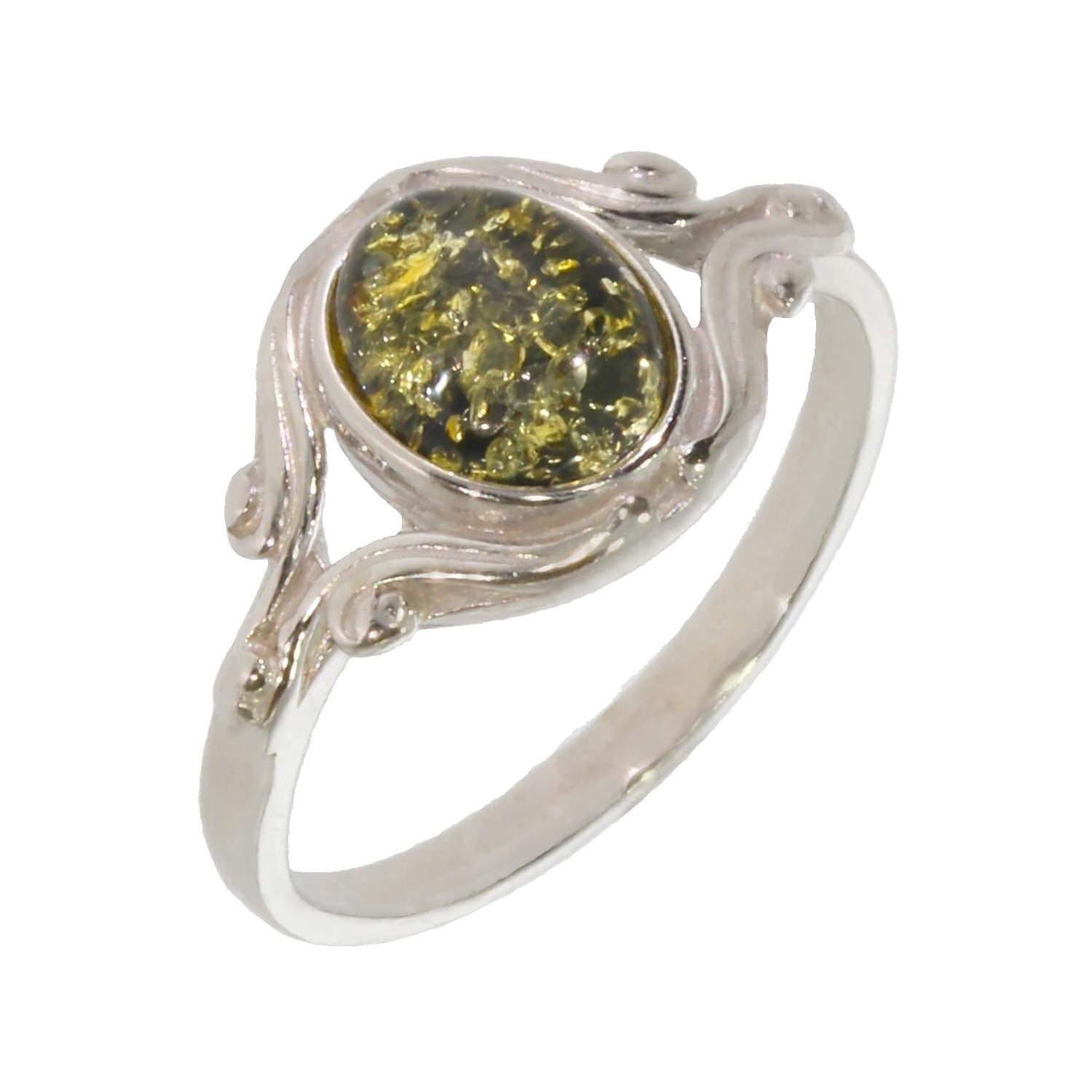 Ring 2623-B with real Amber - rhodium-plated silver jewellery for woman