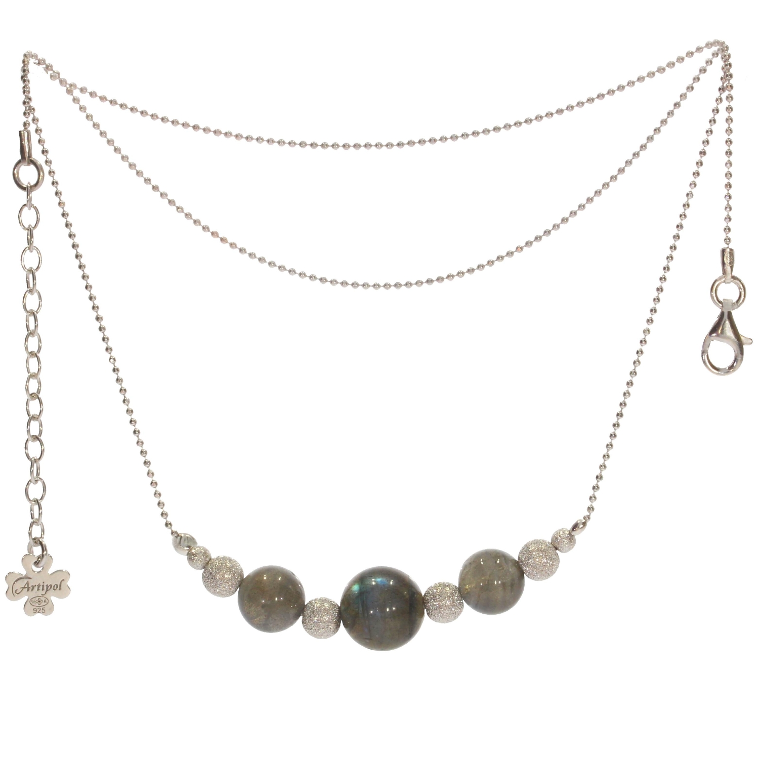 Collier C6201-LAB en Labradorite véritable - Bijoux en Argent rhodié ...
