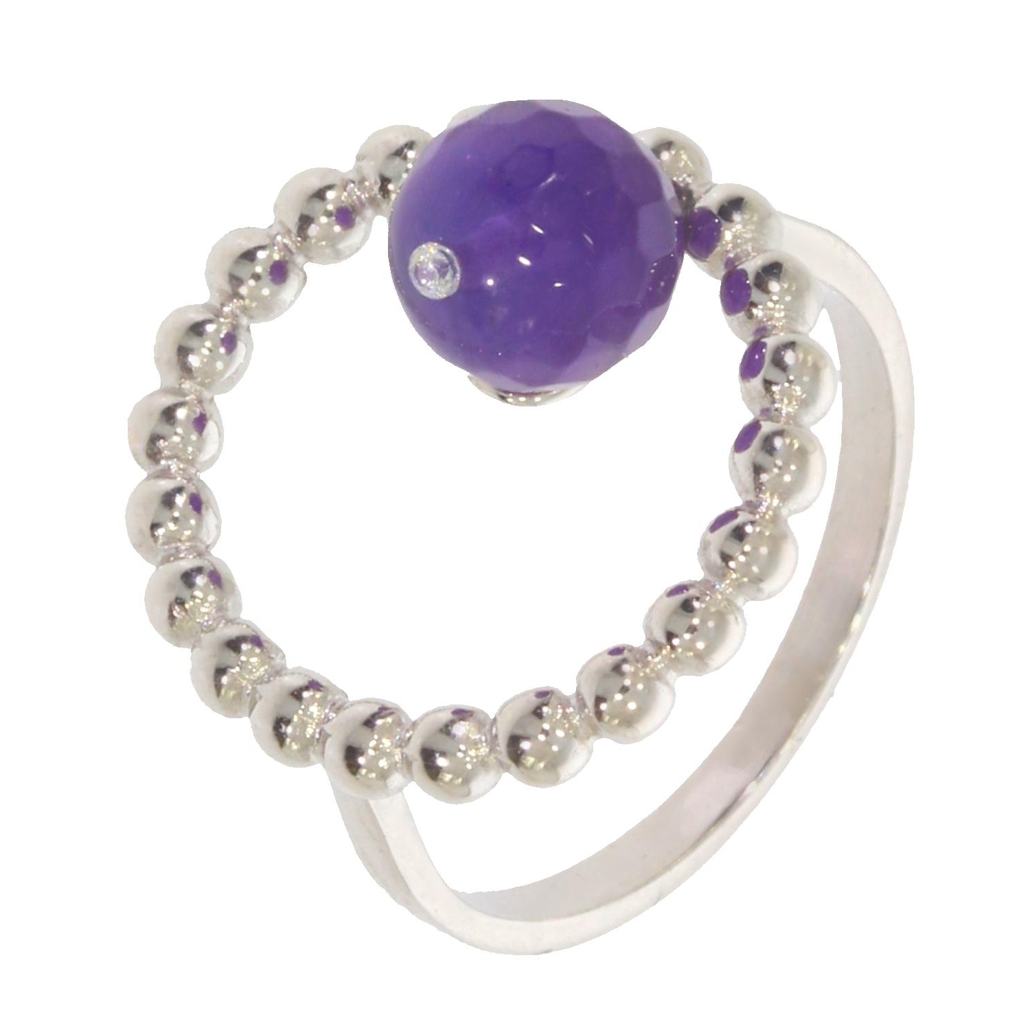 Ring 3035-A mit echter Amethyst - Schmuck Rhodium Silber für Frau