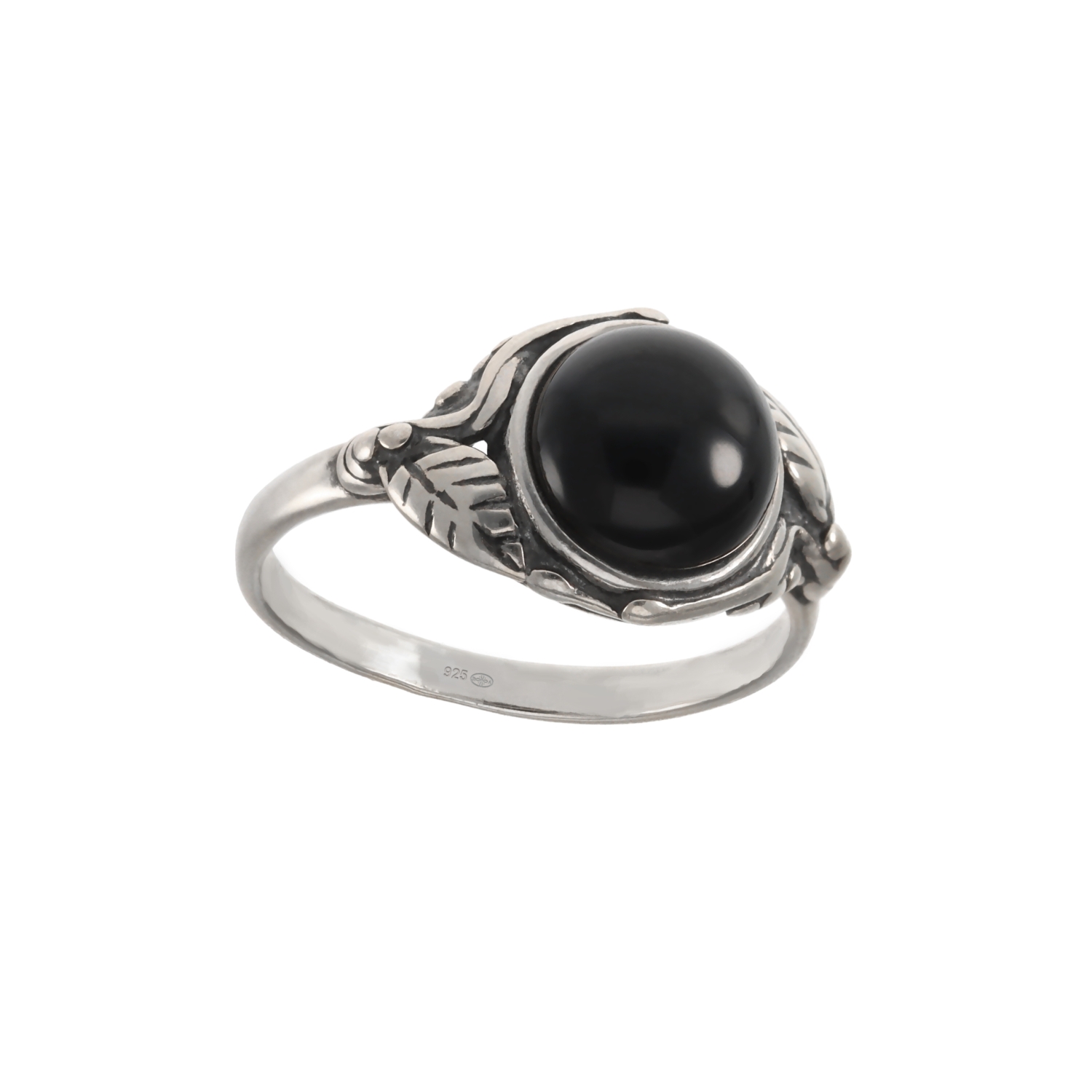Ring 3037-ON with real Black Onyx - rhodium-plated silver jewellery for ...