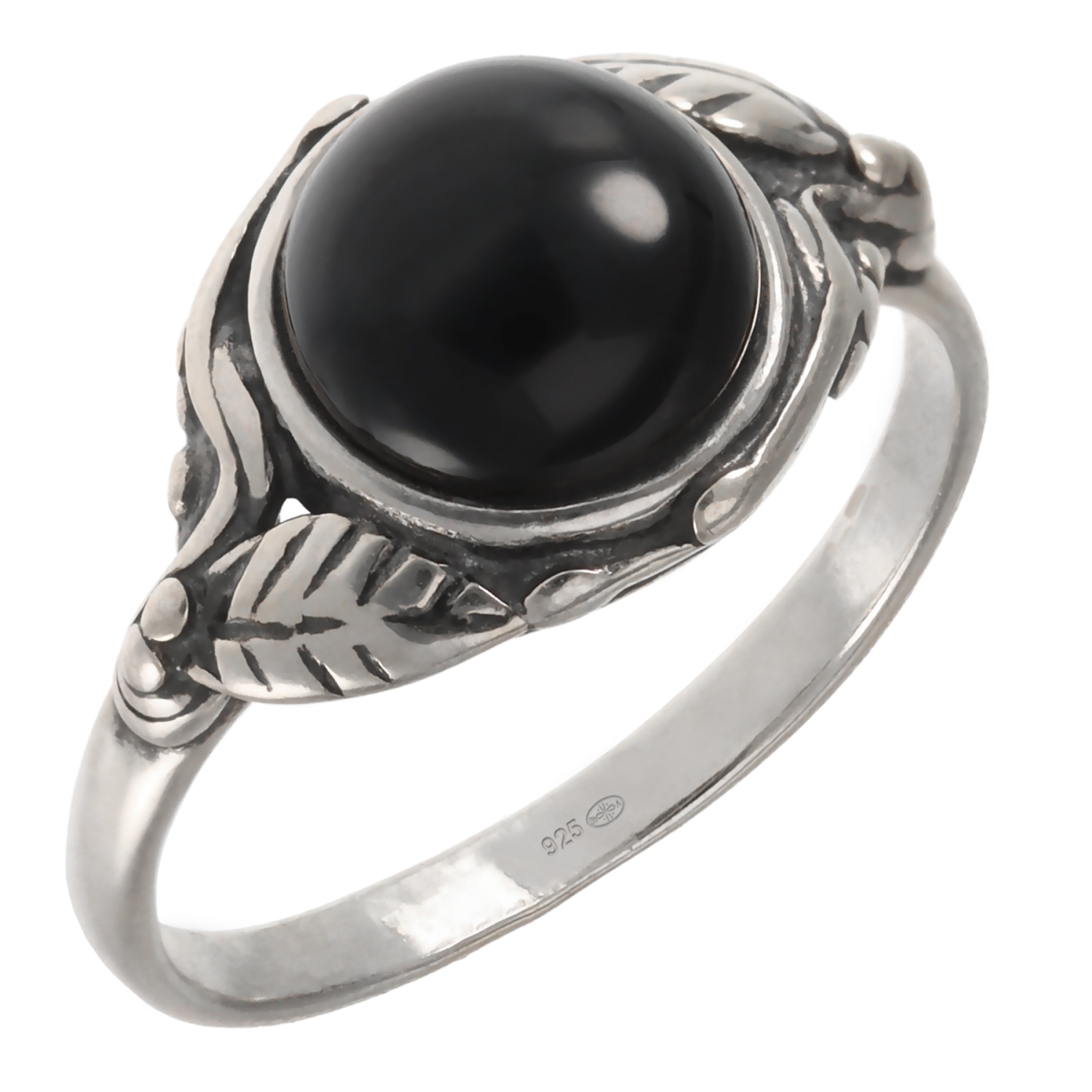 Ring 3037-ON with real Black Onyx - rhodium-plated silver jewellery for ...