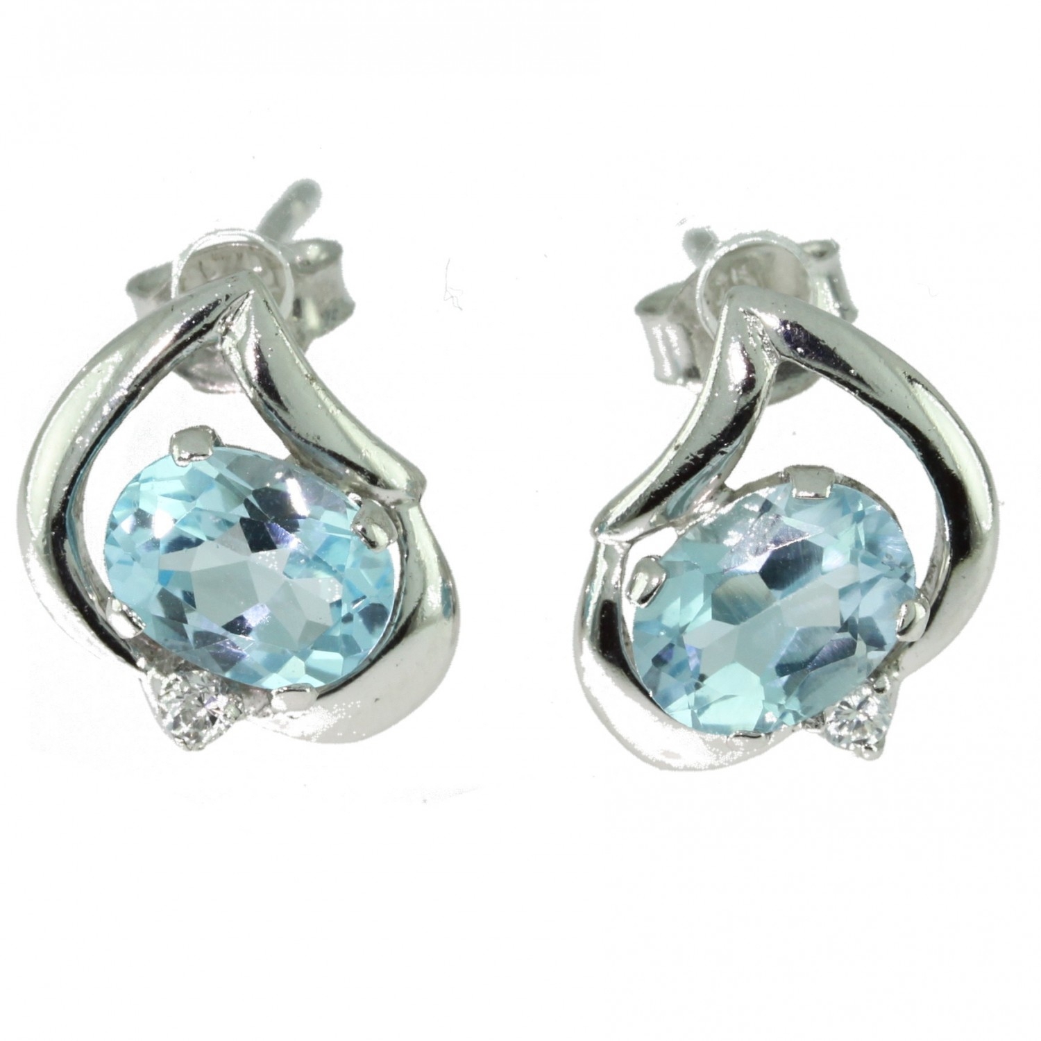Earrings EF39-TB with real Blue topaz - rhodium-plated silver jewellery ...