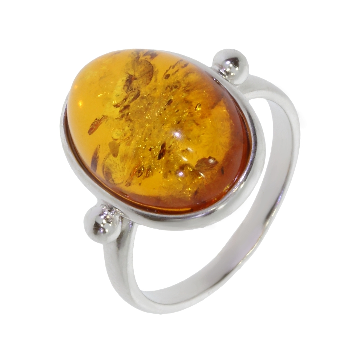 Ring 3409-B with real Amber - rhodium-plated silver jewellery for woman