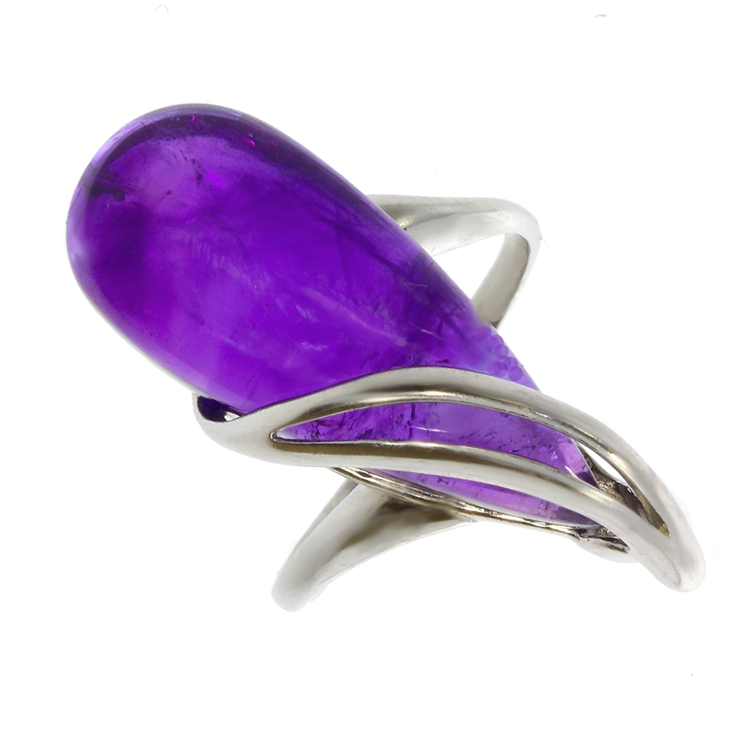 Ring 5007-A with real Amethyst - rhodium-plated silver jewellery for woman